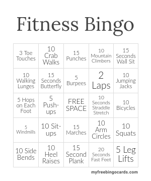 Fitness Bingo