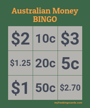 Australian Money BINGO