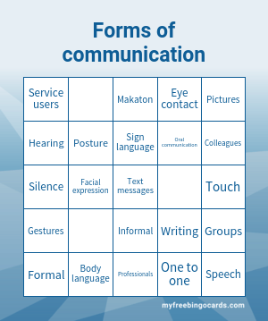 Print 100+ Forms of communication Bingo Cards
