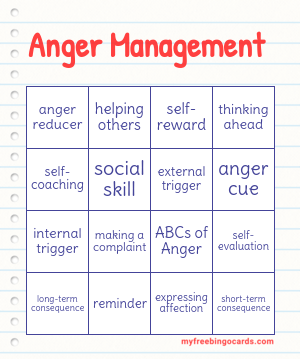 Anger Management Bingo