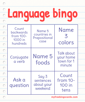 Language bingo
