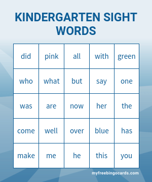PRINT 100+ KINDERGARTEN SIGHT WORDS BINGO CARDS