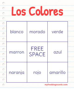 Los Colores Bingo