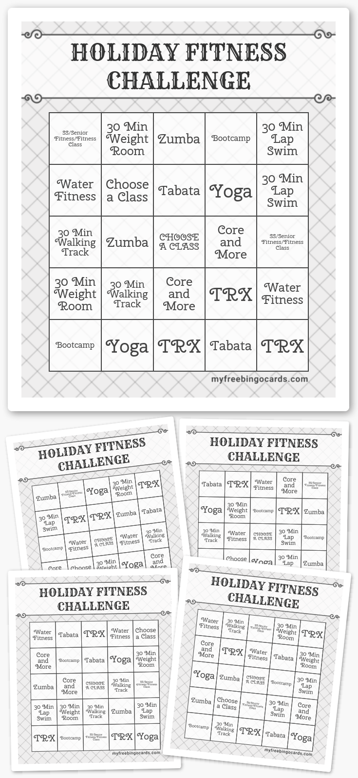 Virtual HOLIDAY FITNESS CHALLENGE BINGO