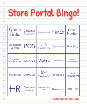 Store Portal Bingo!