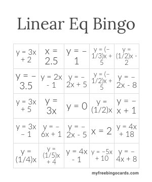 Linear Eq Bingo