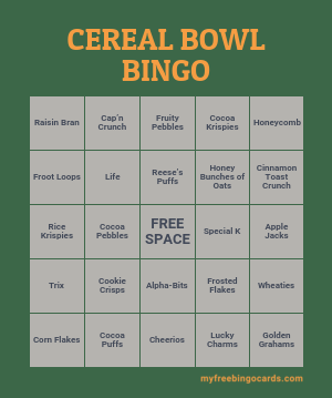 CEREAL BOWL BINGO