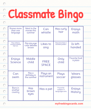 Classmate Bingo