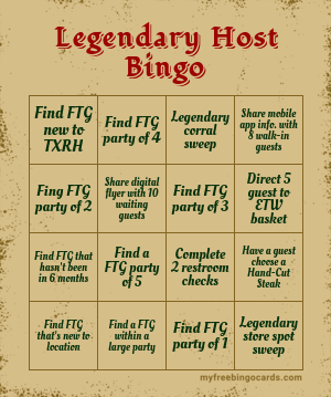 Legendary Host Bingo