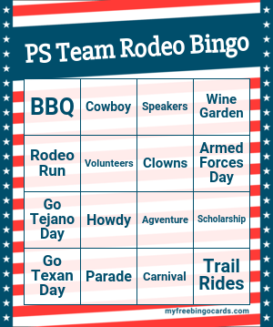 PS Team Rodeo Bingo