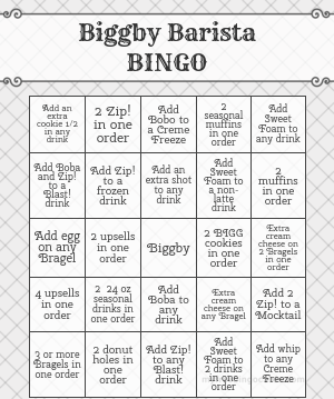 Biggby Barista BINGO
