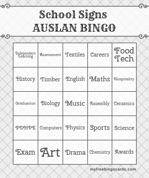 School Signs AUSLAN BINGO