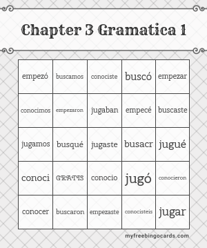 Chapter 3 Gramatica 1 Bingo