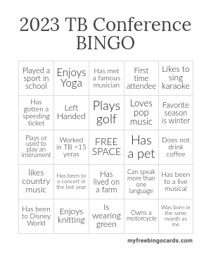 2023 TB Conference BINGO