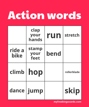 Action words Bingo