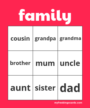 Print 100+ family bingo cards