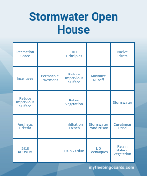 Print 100+ Stormwater Open House Bingo Cards