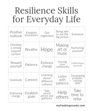 Resilience Skills for Everyday Life Bingo