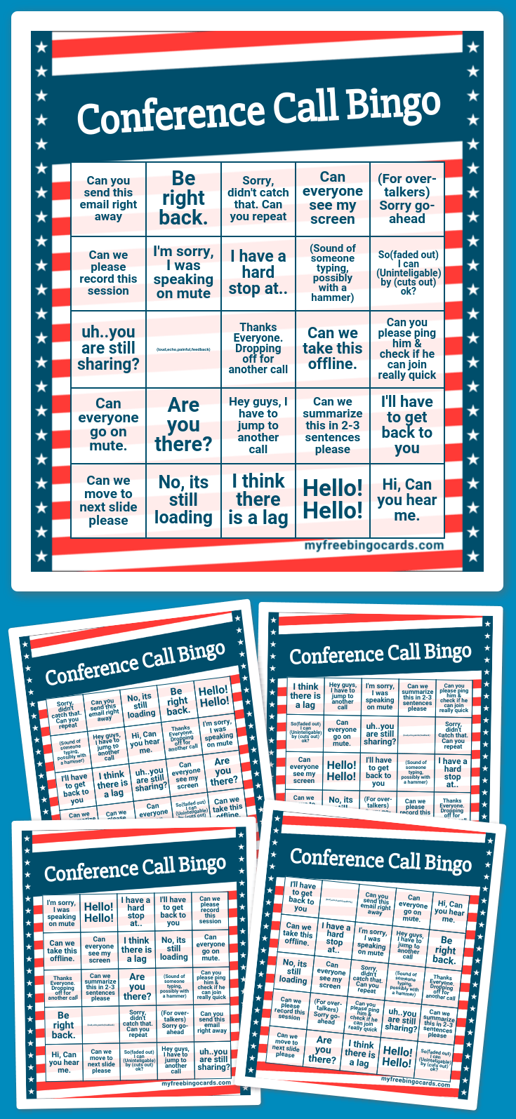 Virtual Conference Call Bingo