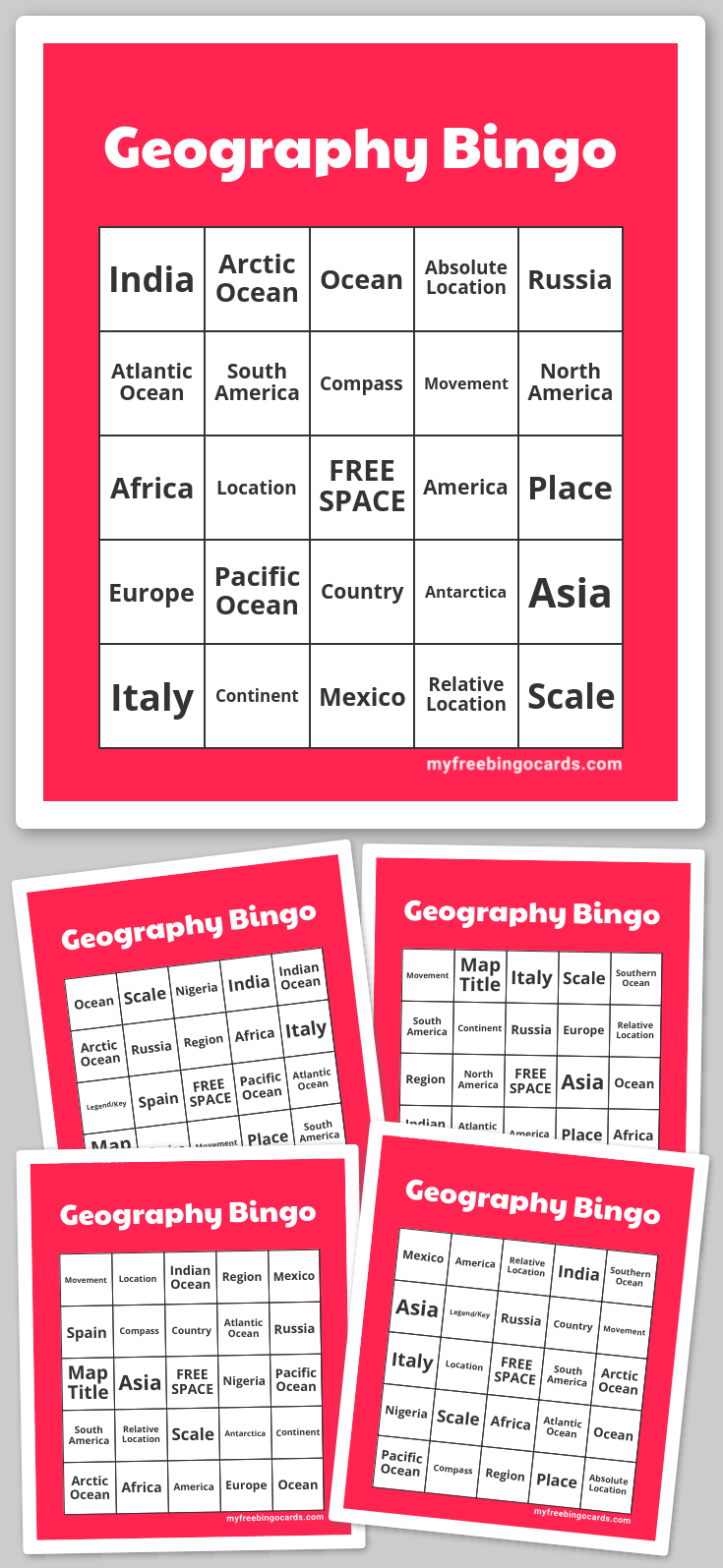 Virtual Geography Bingo