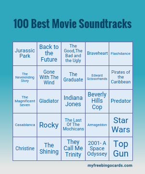 100 Best Movie Soundtracks Bingo