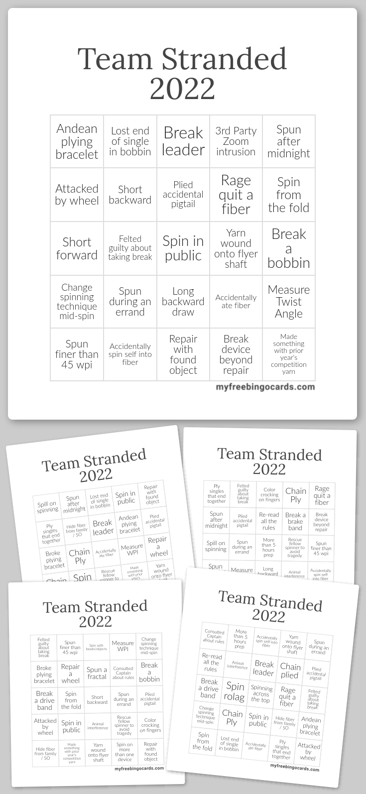 Virtual Team Stranded 2022 Bingo