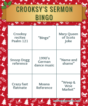 PRINT 100+ CROOKSY'S SERMON BINGO CARDS