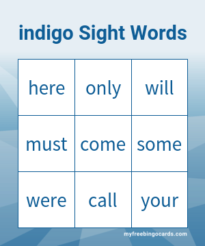 Print 100+ indigo Sight Words Bingo Cards