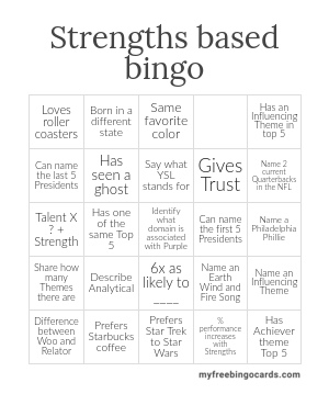 Strengths based bingo