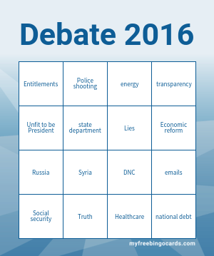 Print 100+ Debate 2016 Bingo Cards