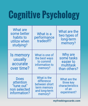 Cognitive Psychology Bingo