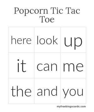 Popcorn Tic Tac Toe Bingo
