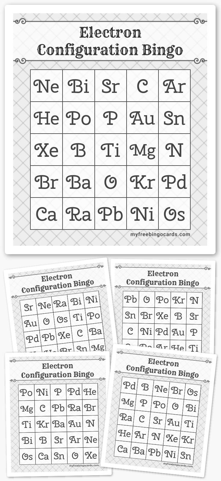 Virtual Electron Configuration Bingo