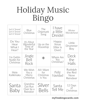 Holiday Music Bingo