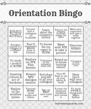 Orientation Bingo