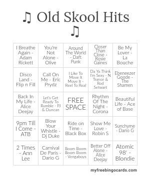 Old Skool Hits ♫ Bingo