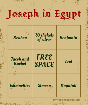 Print 100+ Joseph in Egypt Bingo Cards