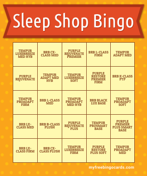 Sleep Shop Bingo