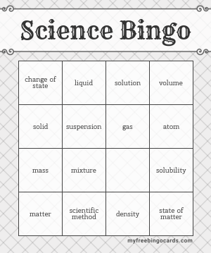 Print 100+ Science Bingo Cards