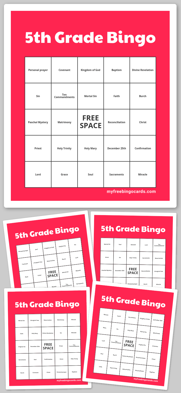 Virtual 5th Grade Bingo