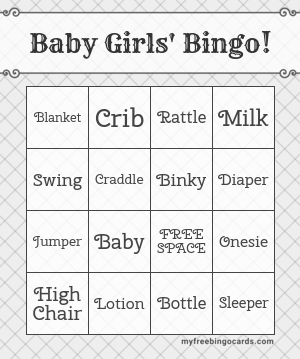 Print 100+ Baby Girls' Bingo! Cards