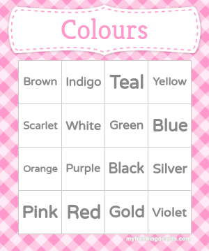 Colours Bingo