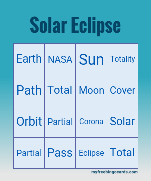 Solar Eclipse Bingo