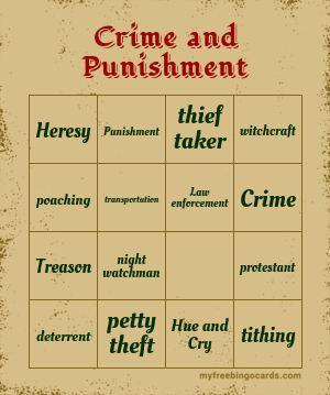 Crime and Punishment Bingo