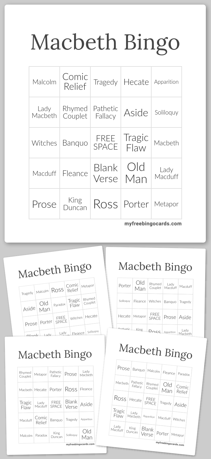 Virtual Macbeth Bingo