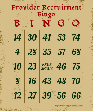 Provider Recruitment Bingo