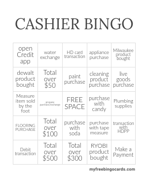 CASHIER BINGO