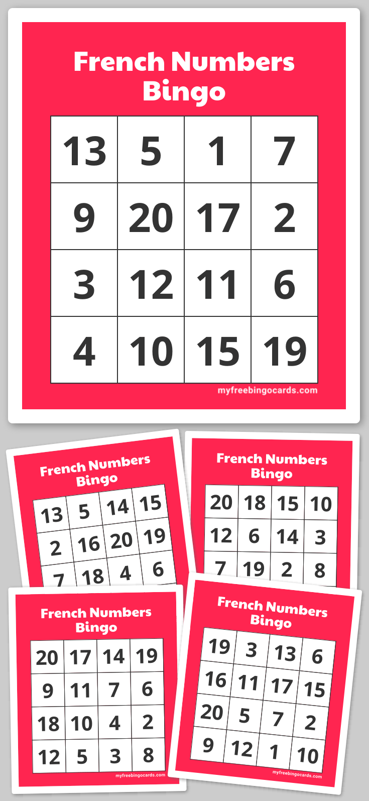 Virtual French Numbers Bingo
