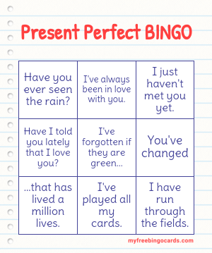 Present Perfect BINGO