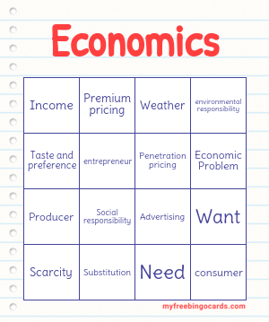 Economics Bingo